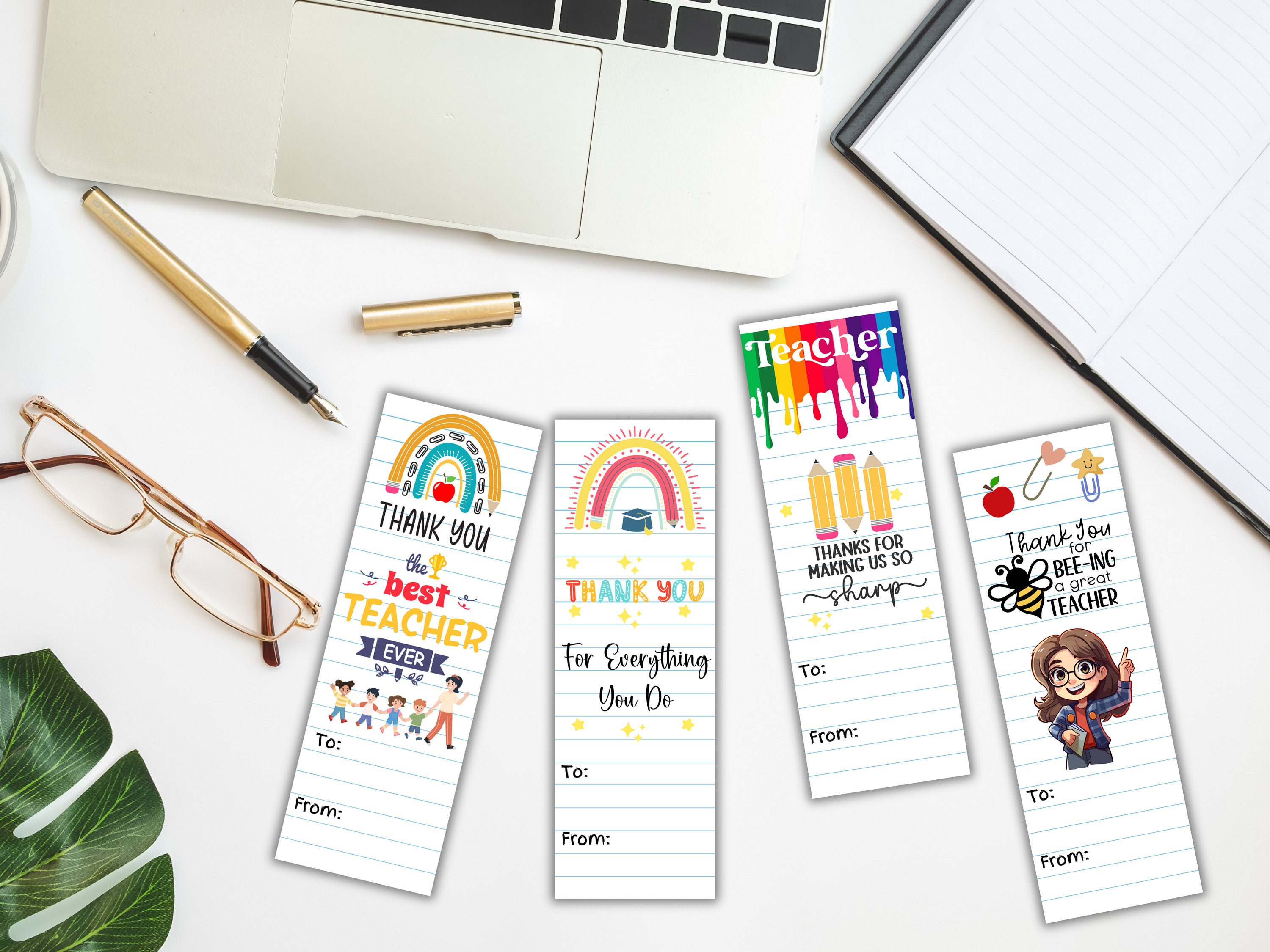 Printable Teacher Appreciation Bookmark Set, Teacher Bookmark, Thank ...