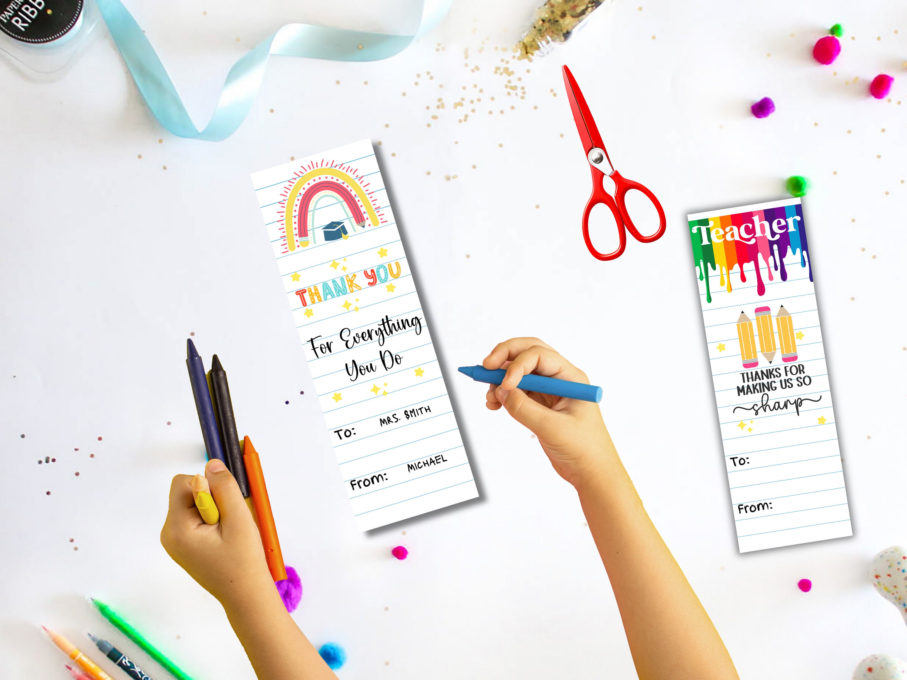 Printable Teacher Appreciation Bookmark Set, Teacher Bookmark, Thank ...