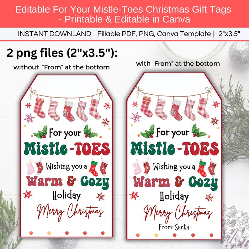 For Your Mistletoes Gift Tag, Christmas Fuzzy Cozy Socks Gift Label ...
