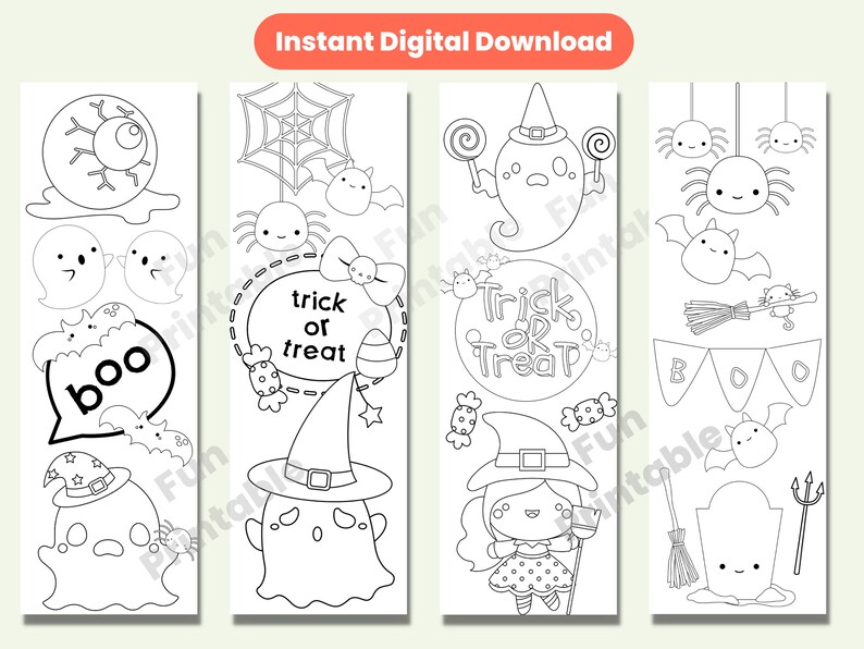 12 Printable Halloween Bookmarks for Kids to Color, Halloween Bookmarks ...