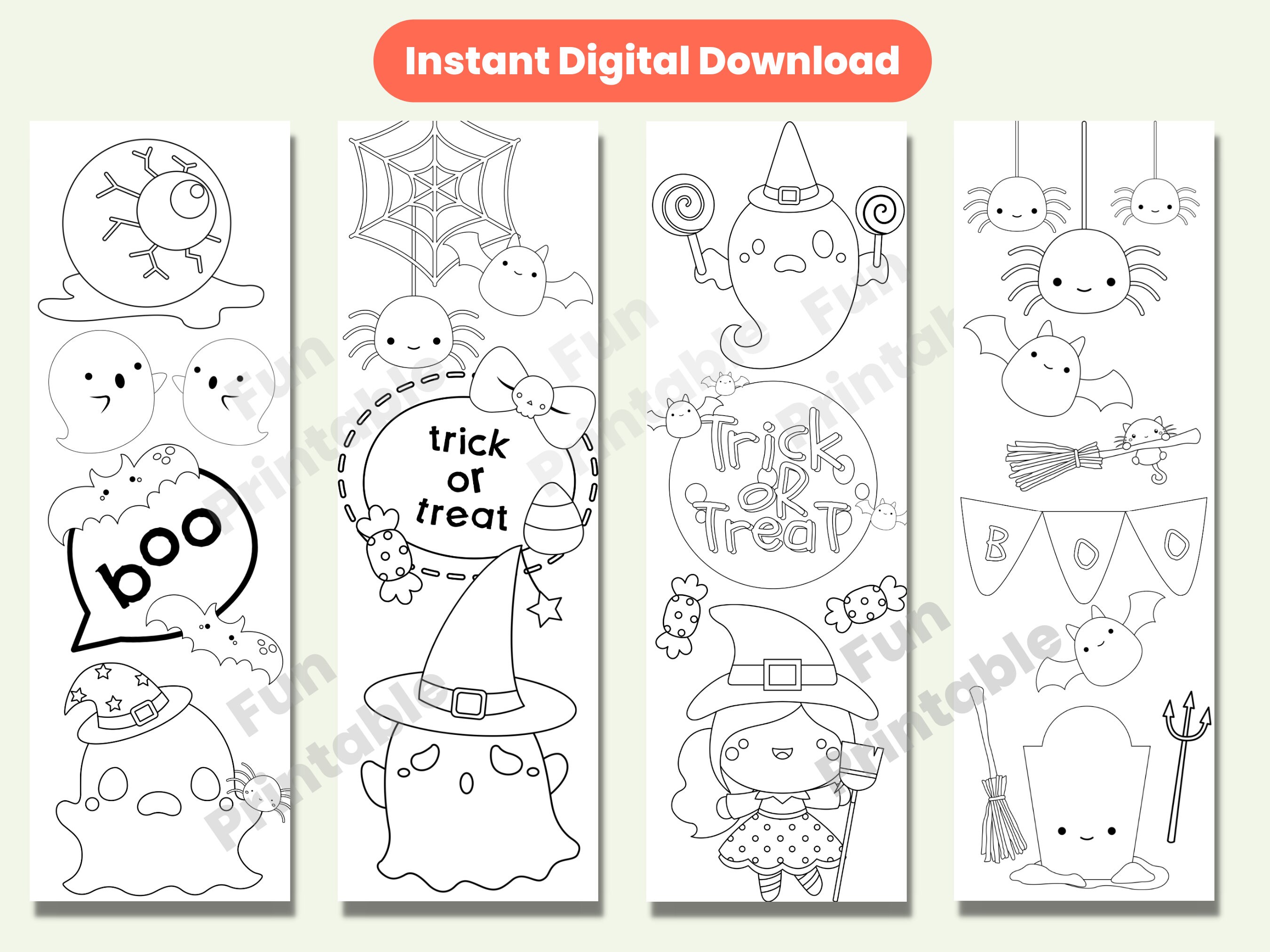 12 Printable Halloween Bookmarks for Kids to Color, Halloween Bookmarks ...