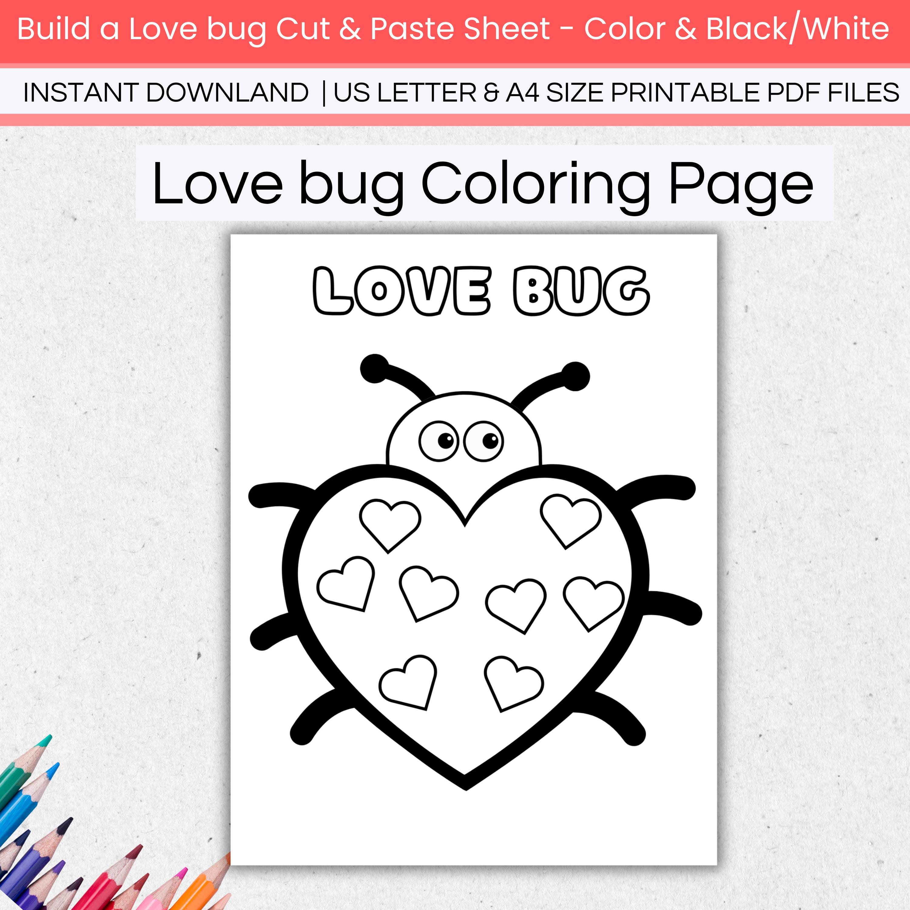 Build a Love Bug Cut and Paste Valentine's Day Craft Printable, Kid ...