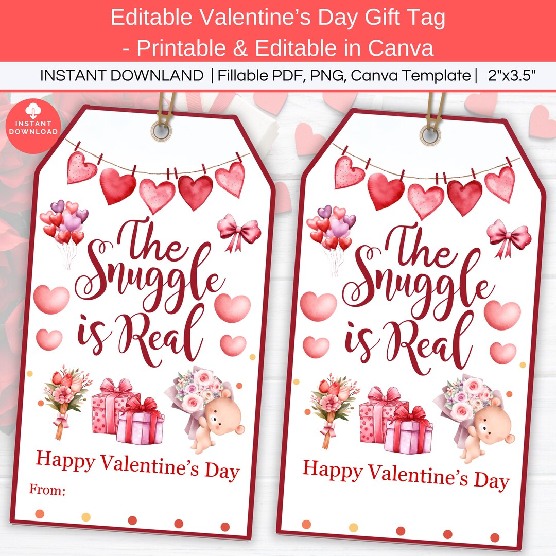 The Snuggle is Real Valentine's Day Gift Tag Printable, Editable Socks ...