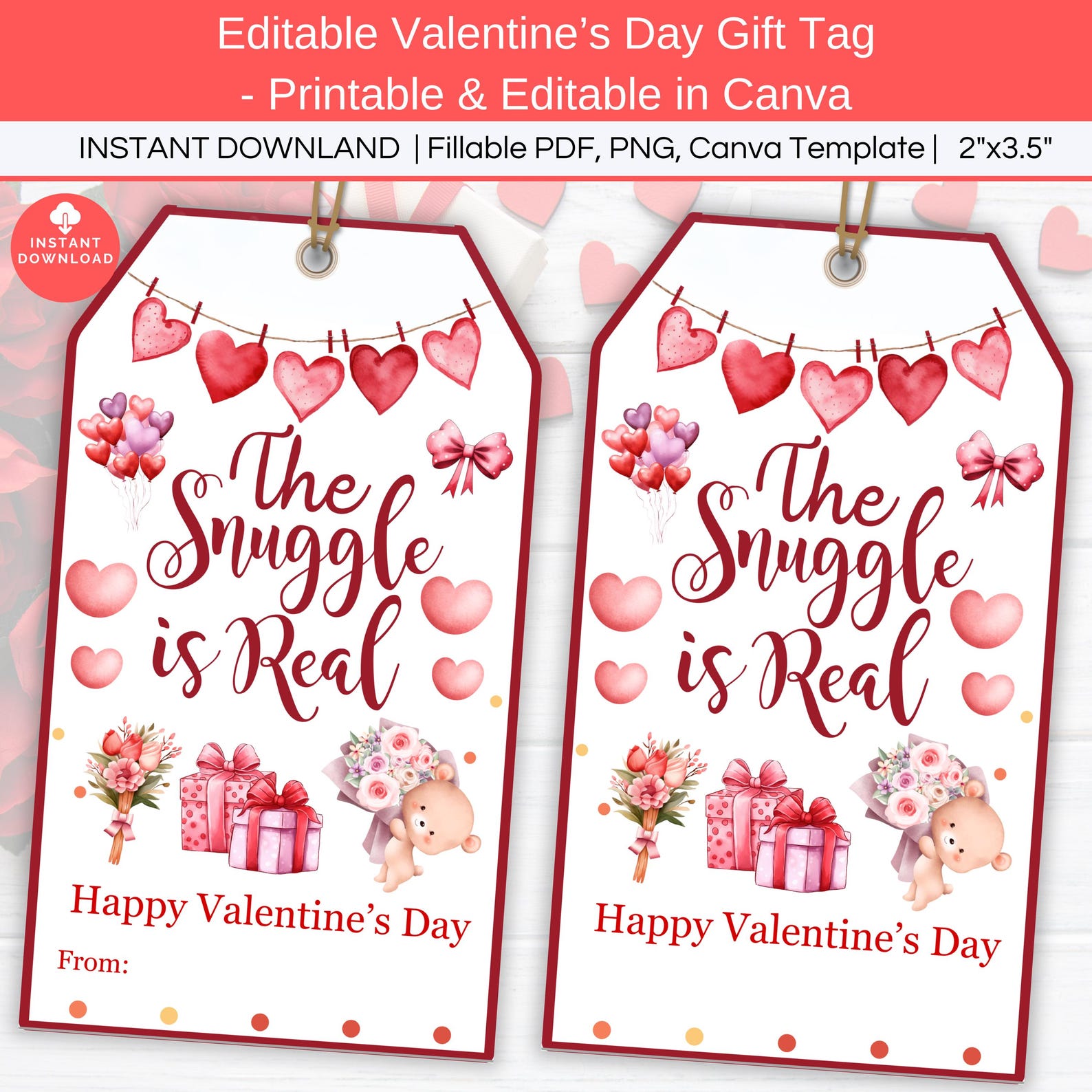 The Snuggle is Real Valentine's Day Gift Tag Printable, Editable Socks ...
