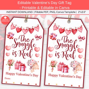 The Snuggle is Real Valentine's Day Gift Tag Printable, Editable Socks ...