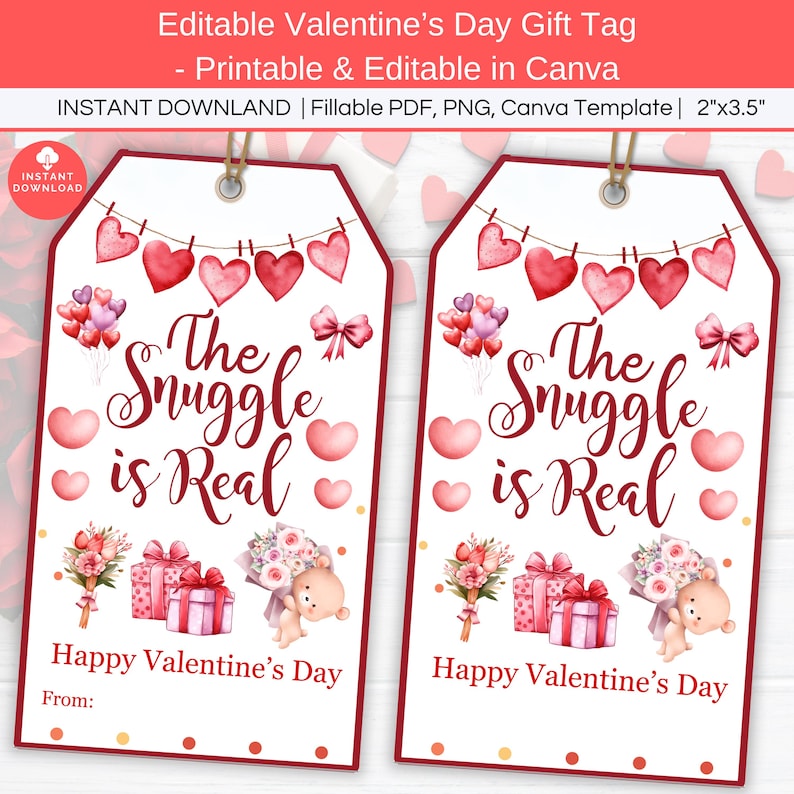 The Snuggle is Real Valentine's Day Gift Tag Printable, Editable Socks ...