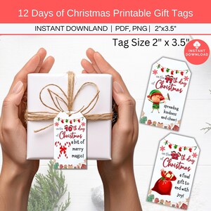 12 Days of Christmas Gift Tags Printable, Secret Santa Gift Tags ...