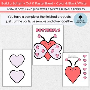 Build a Butterfly Cut and Paste Valentines Day Craft Printable, Kid ...