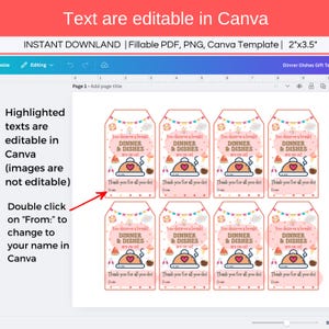 Dinner and Dishes Tag, You Deserve A Break Gift Tag Editable, School ...