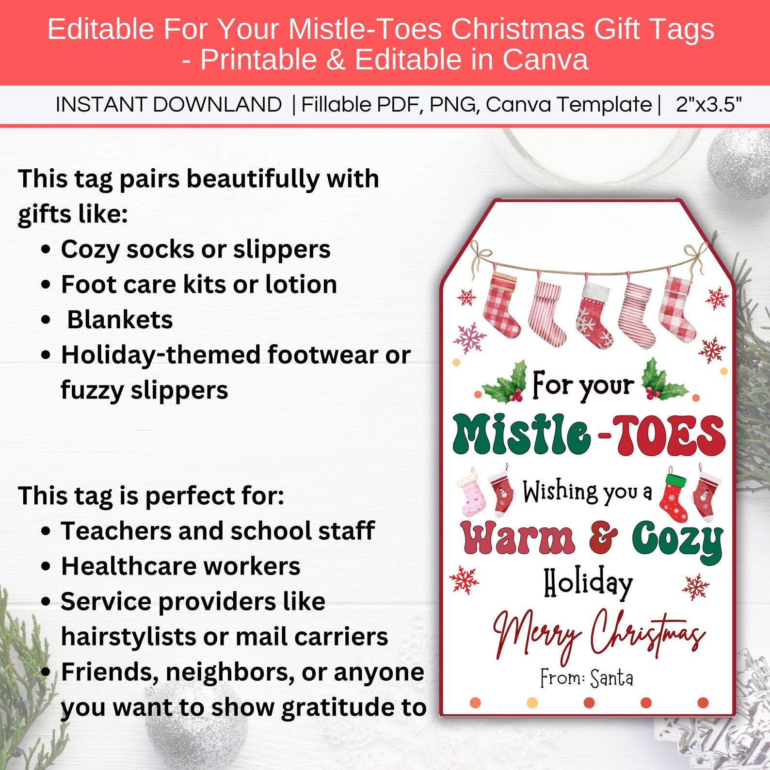For Your Mistletoes Gift Tag, Christmas Fuzzy Cozy Socks Gift Label ...