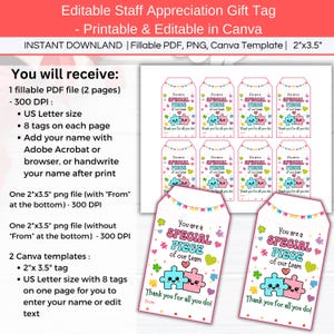 Employee Appreciation Tag Editable, Team Staff Recognition Thank You ...