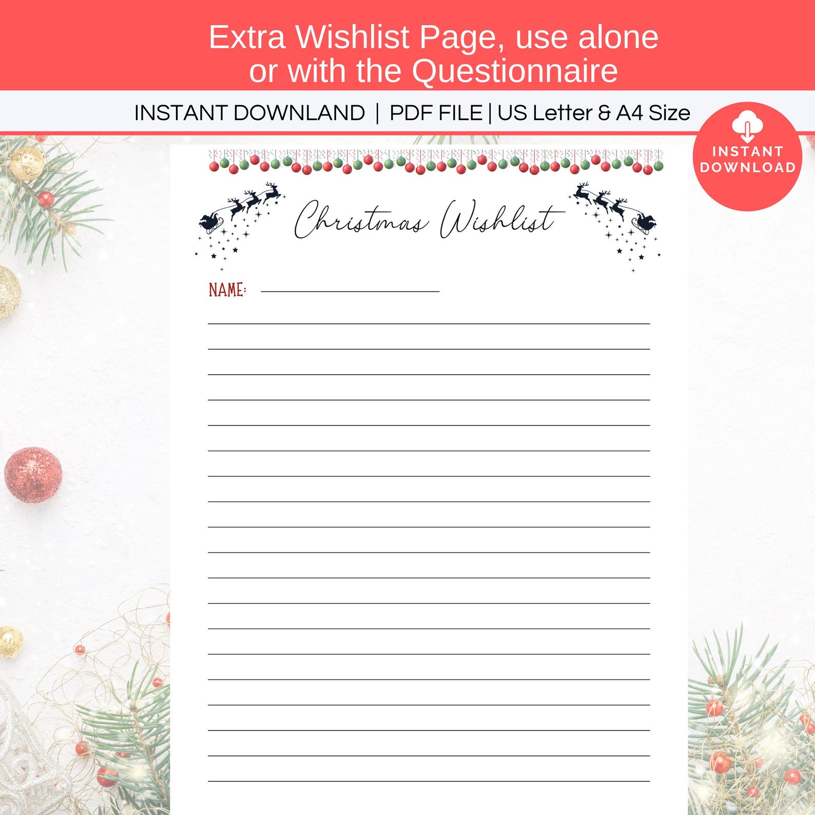 Christmas Wishlist Questionnaire Survey, Christmas Gift Tracker ...