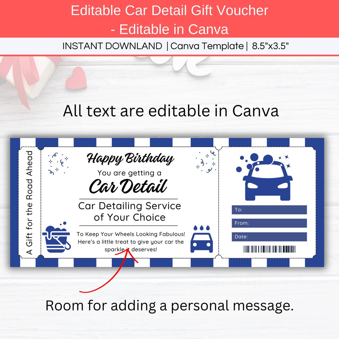 Car Detail Gift Voucher, Editable Car Detailing Gift Certificate ...
