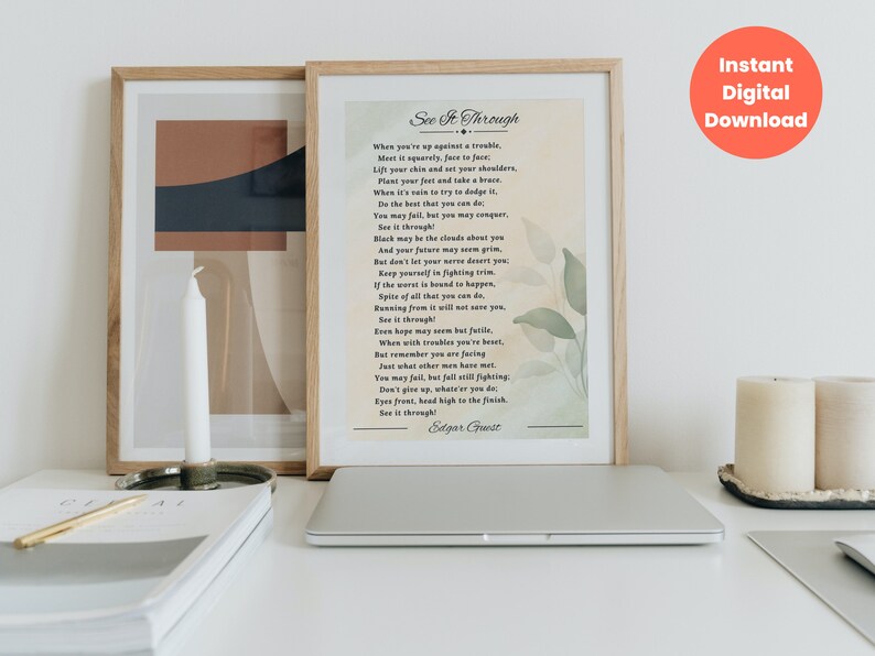 See It Through by Edgar Guest Printable Quote Motivational - Etsy