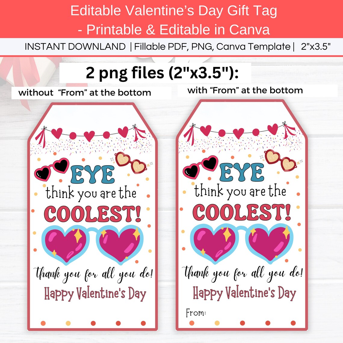 Sunglasses Valentine Tag Editable, You're the Coolest Kid Classroom ...