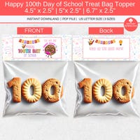 Editable 100th Day of School Bag Topper, Smart Cookie Treat Tag, 100 ...