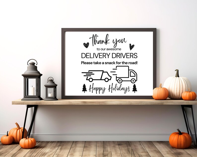 Delivery Driver Thank You Printable Sign, Delivery Driver Appreciation ...