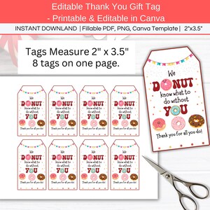 We Donut Know What We Would Do Without You Thank You Tag, Printable ...