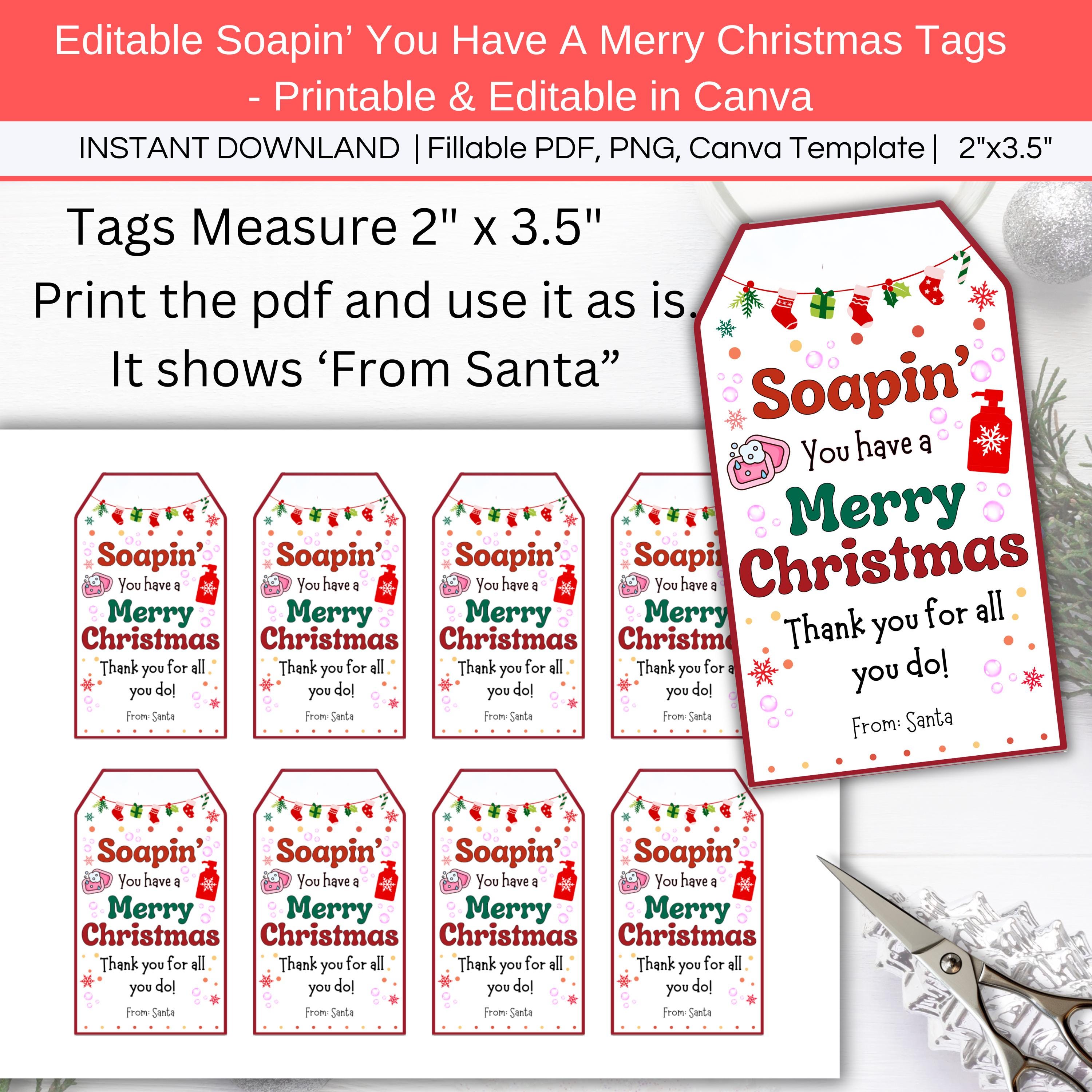 Soapin You Have a Merry Christmas Printable Gift Tag, Handmade Soap ...