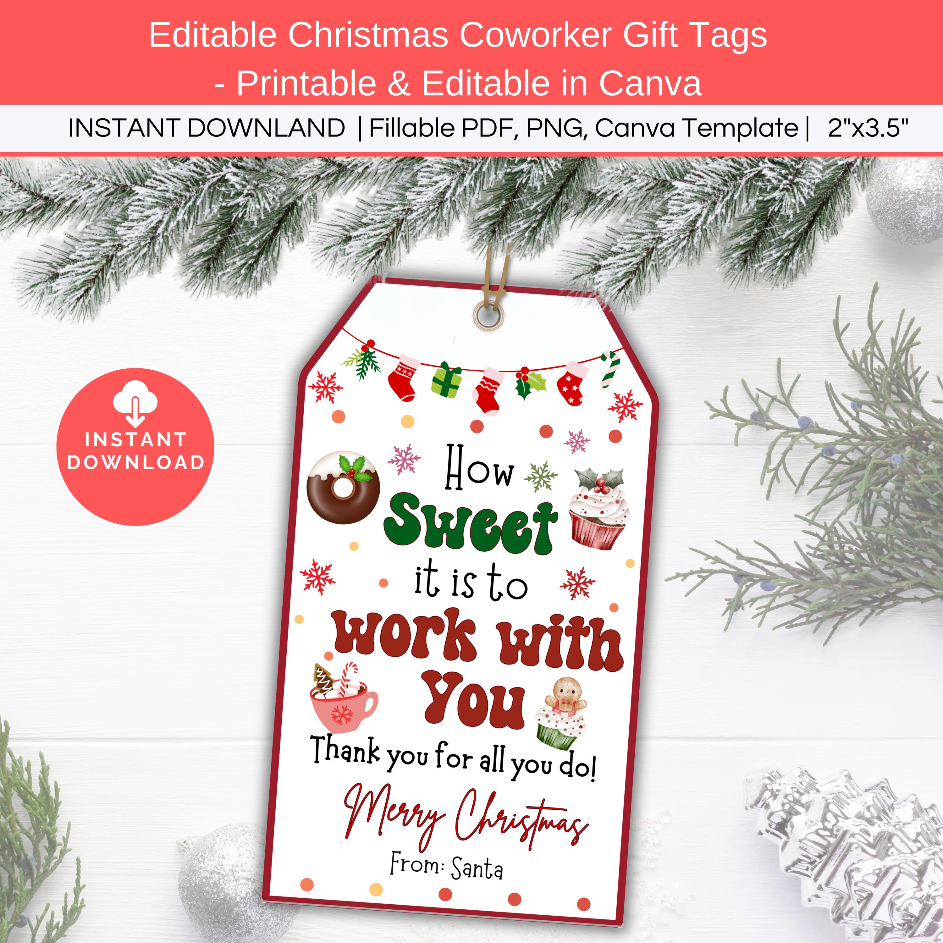 How Sweet It is to Work With You Christmas Gift Tag Printable, Holiday ...