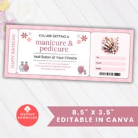 Pedicure Ticket Template, Nail Salon Christmas Gift Certificate ...