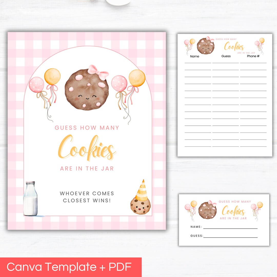Guess How Many Cookies Game Printable Sign, Answer Card, Tracking Sheet ...