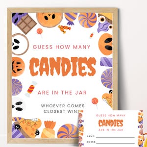 Halloween Candy Guessing Game Printable Sign, Answer Card, Tracking ...