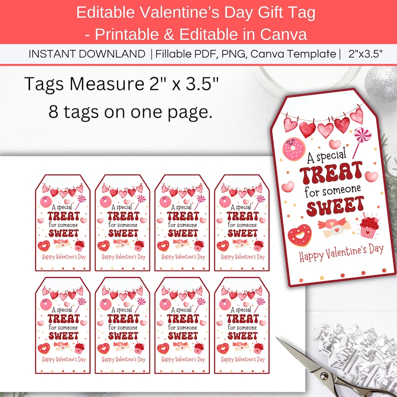 Printable Special Treat for Someone Sweet Editable Valentine Gift Tag ...
