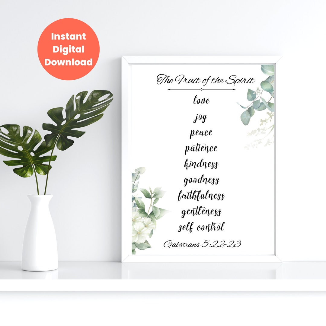 Fruit of the Spirit Scripture Printable Bible Verse Christian Greenery ...
