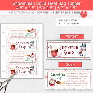 Snowman Soup Treat Bag Topper Printable, Snowman Soup Label, Winter ...