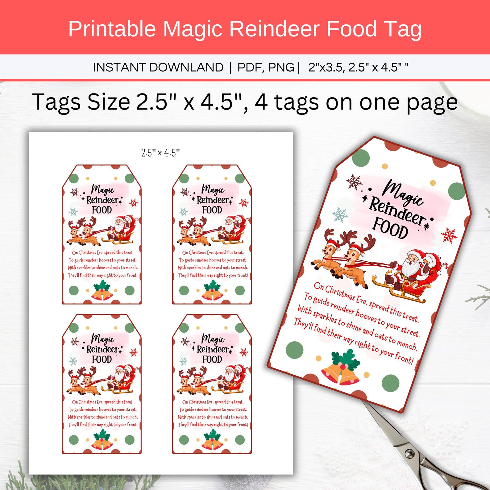 Magical Reindeer Food Tags Printable, Reindeer Food Card, Magic ...