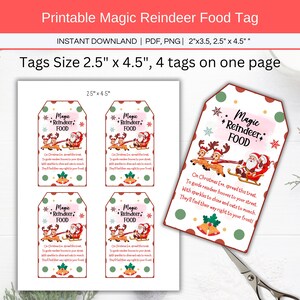 Magical Reindeer Food Tags Printable, Reindeer Food Card, Magic ...