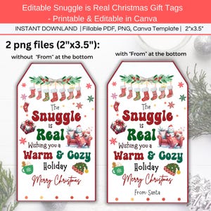 The Snuggle is Real Christmas Blanket Gift Tag Printable Editable ...