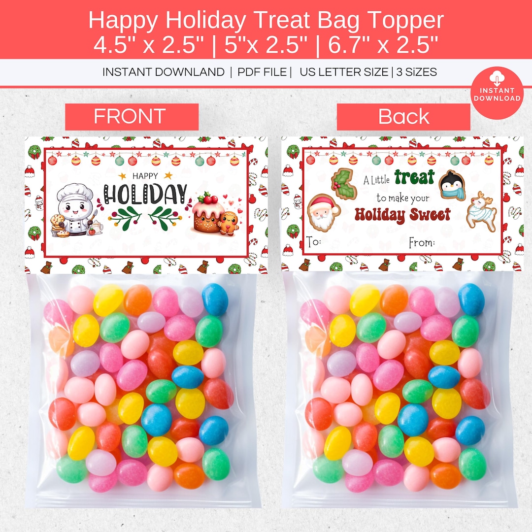 Christmas Snack Bag Topper, Sweet Holiday Wishes, Holiday Cookie Bag ...