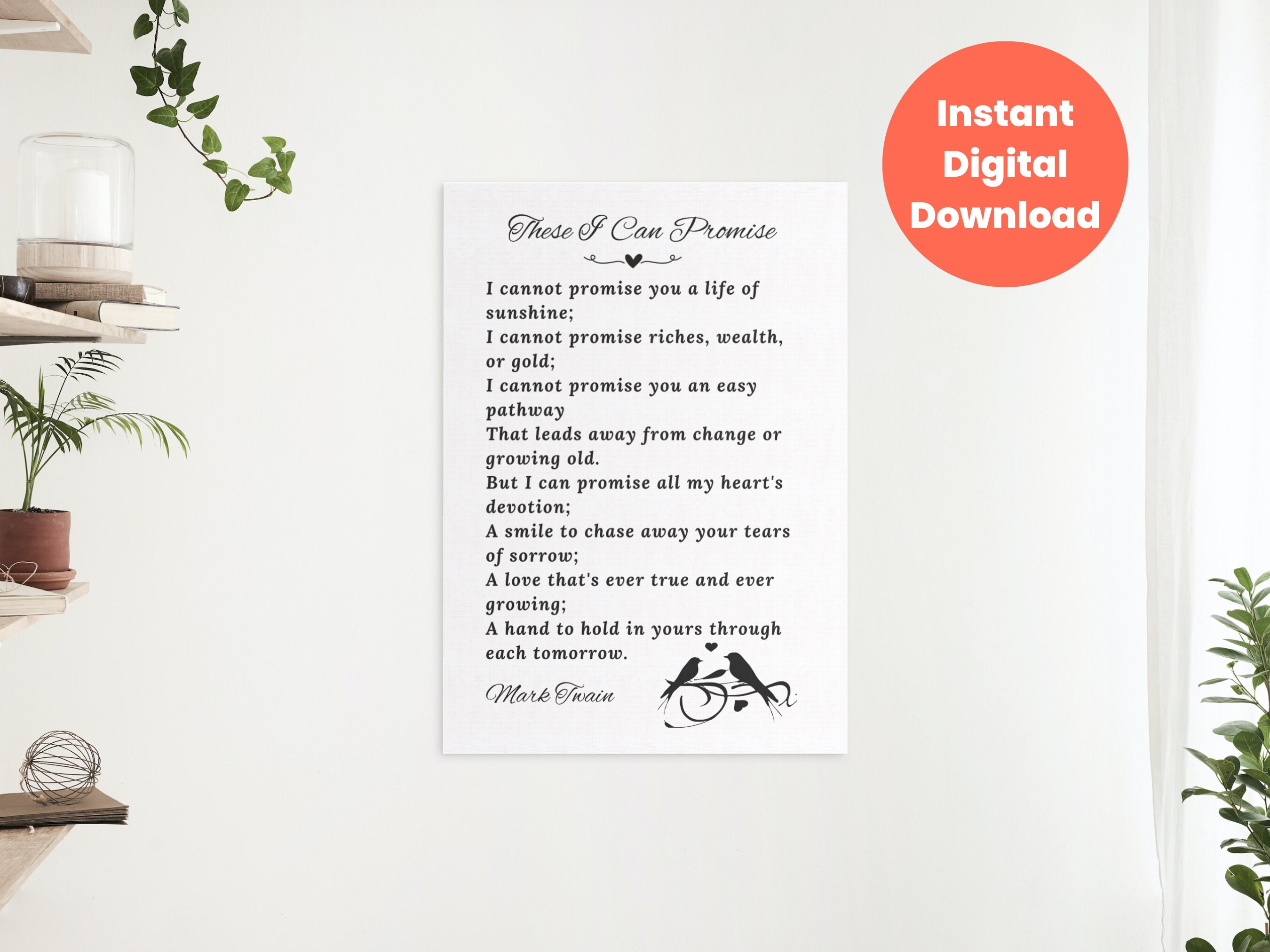 These I Can Promise, Printable Love Poem by Mark Twain, Wedding Vow ...