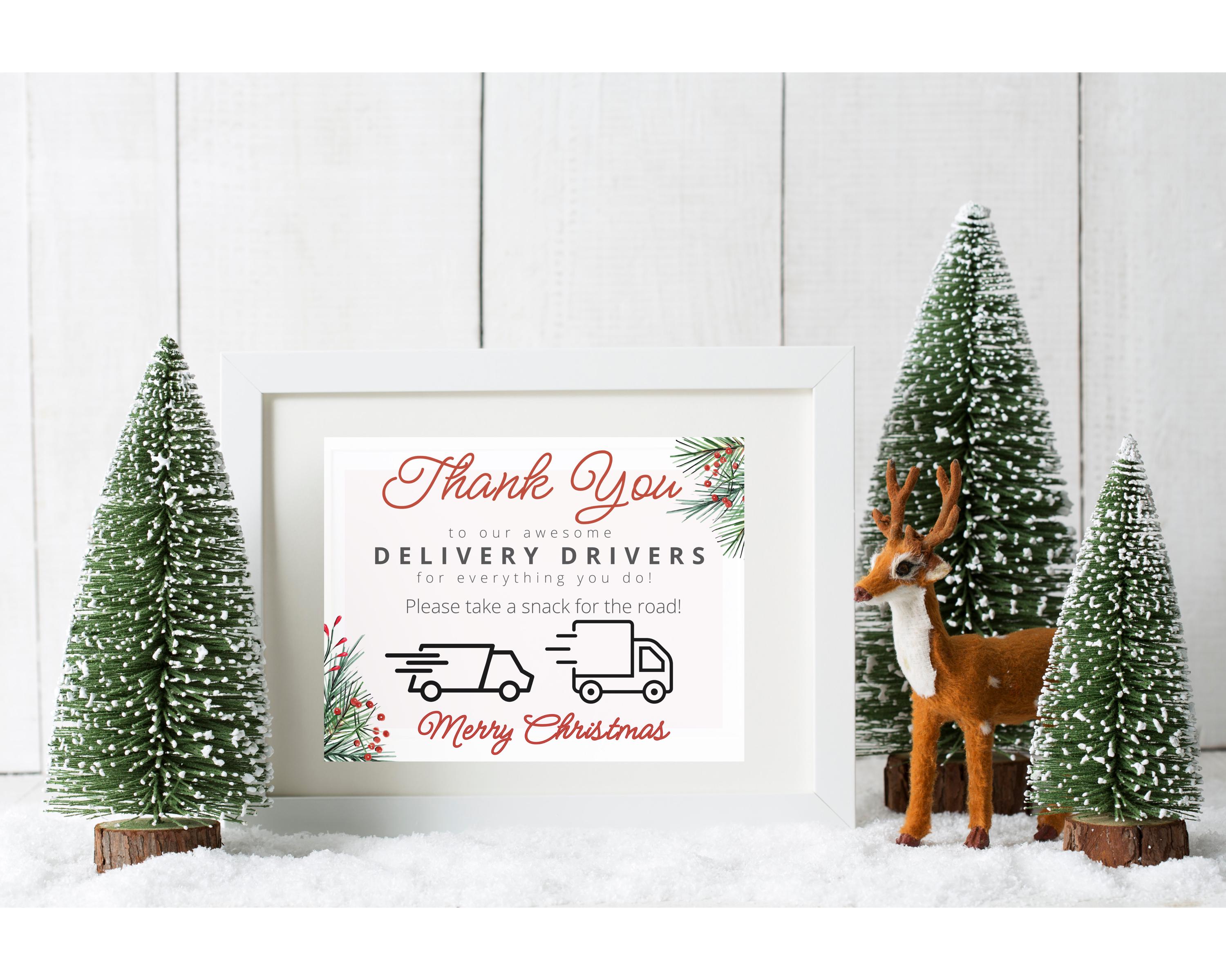 Delivery Driver Thank You Printable Snack Sign, Christmas Driver ...