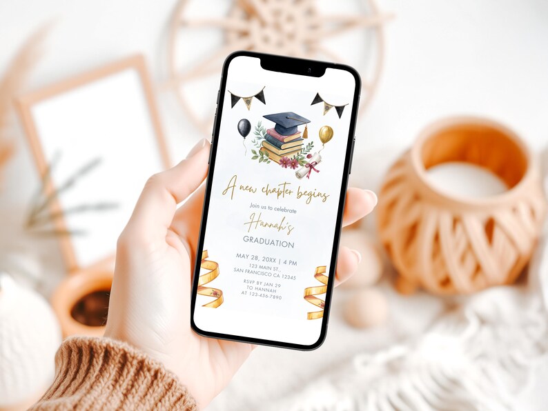 A New Chapter Begins Graduation Party Invitation, Editable Book Theme ...