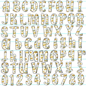 Teacher Watercolor Doodle Alphabet Bundle, 8 Full Sets Back to School ...