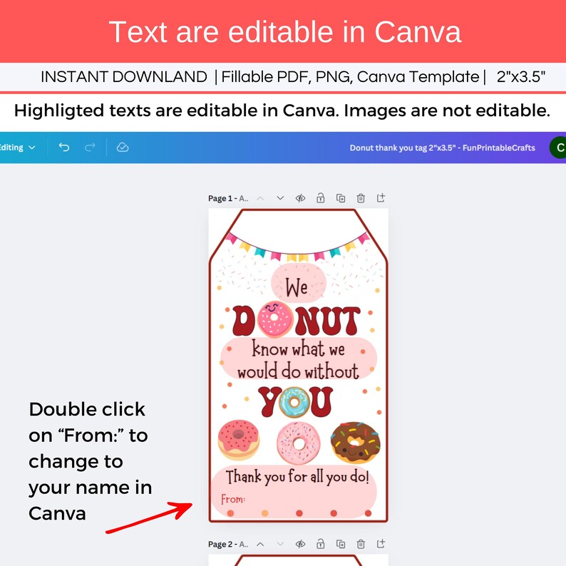 We Donut Know What We Would Do Without You Thank You Tag, Printable ...