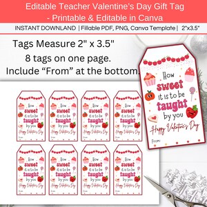 How Sweet It is to Be Taught by You Printable Valentine Tag, Editable ...