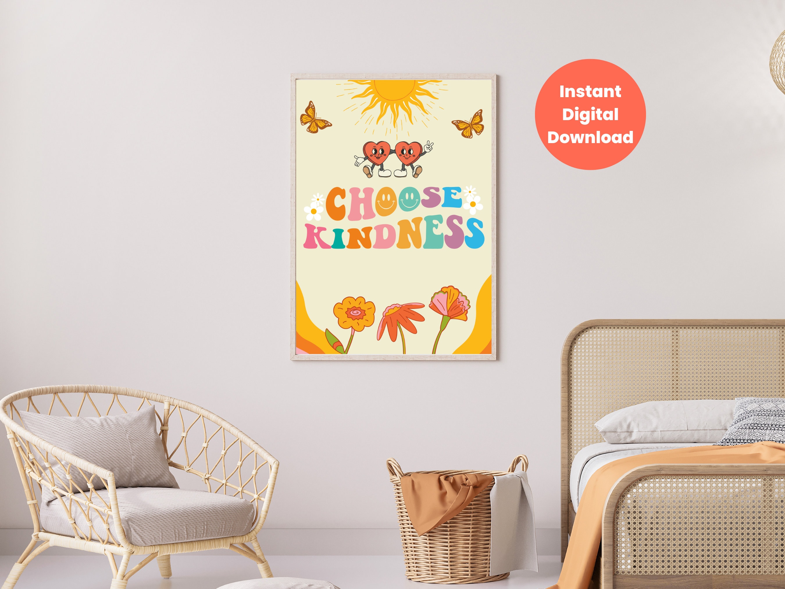 Choose Kindness Motivational Poster Colorful Wall Art, Printable Quote ...