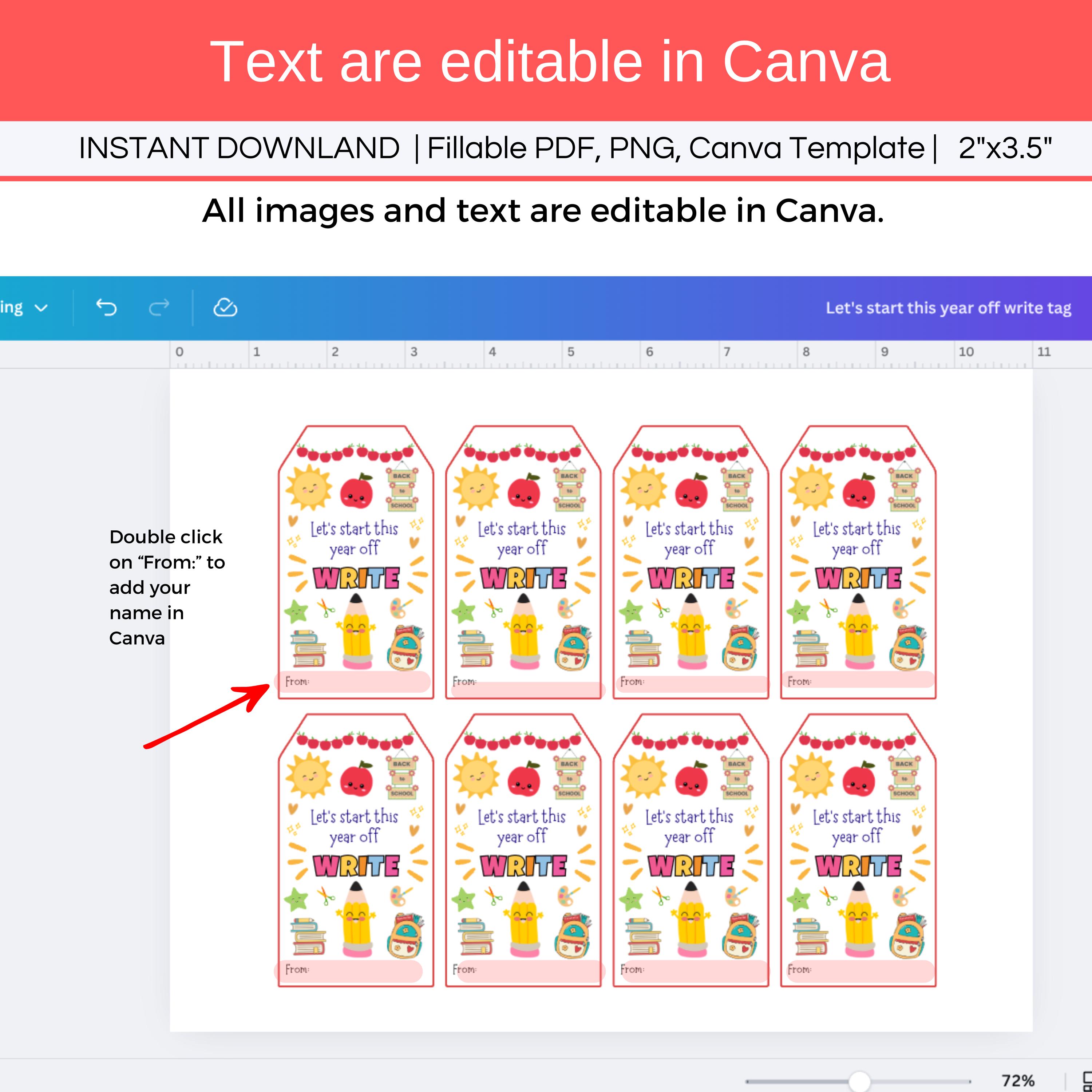 Start the Year off Write Tag Printable, First Day of School Pencil Gift ...