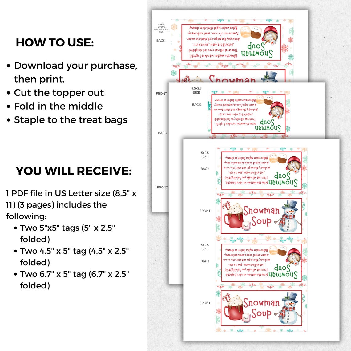 Snowman Soup Treat Bag Topper Printable, Snowman Soup Label, Winter ...