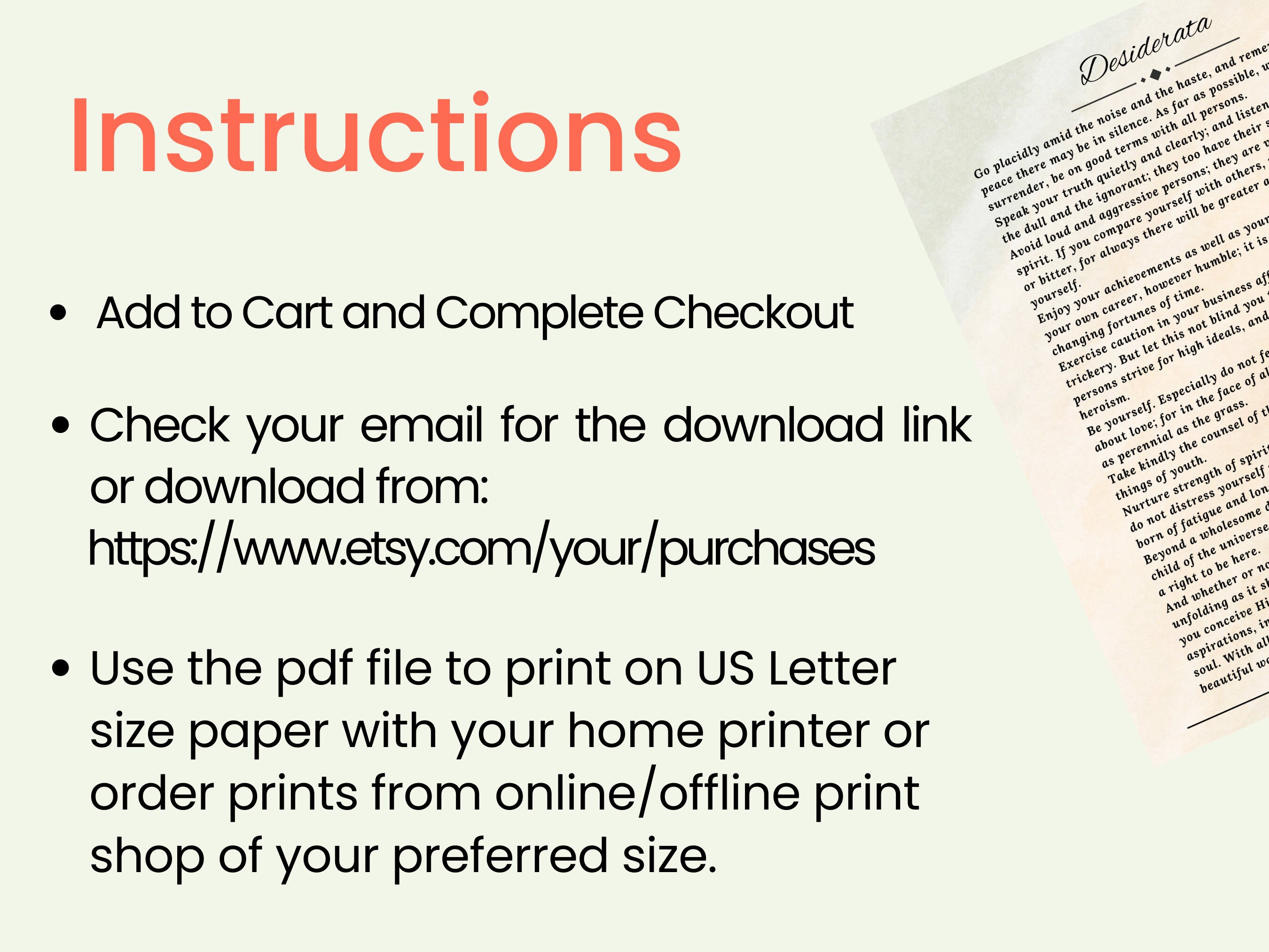 Desiderata by Max Ehrmann, Inspirational Poem Printable Wall Art ...