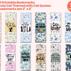 12 Printable Bookmarks Cats Theme With Funny Cat Quotes, Printable ...
