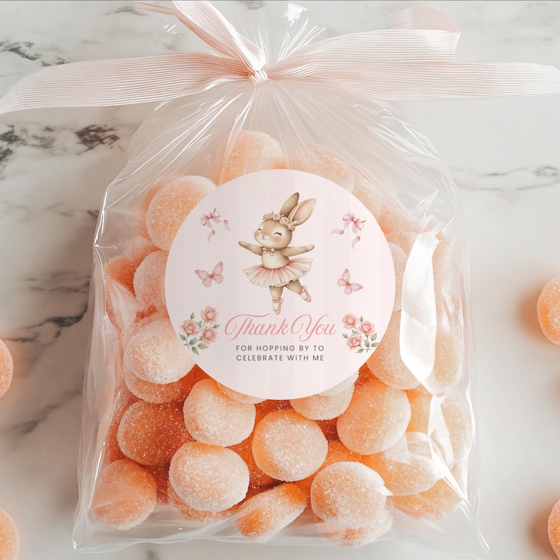 Editable Ballet Bunny Birthday Thank You Tag, Some Bunny is One Party ...