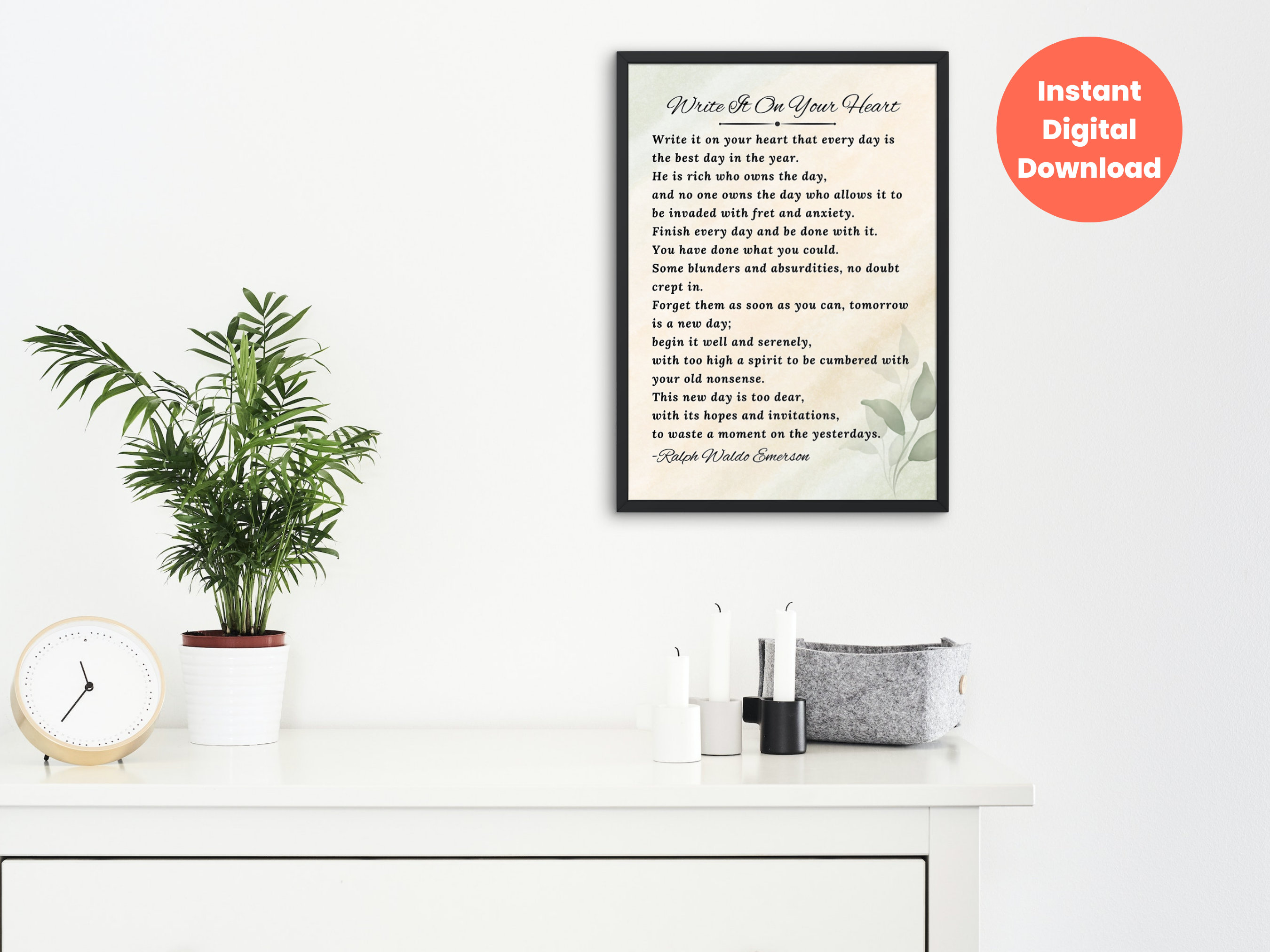 Write It on Your Heart Printable Poem Wall Art, Ralph Waldo Emerson ...