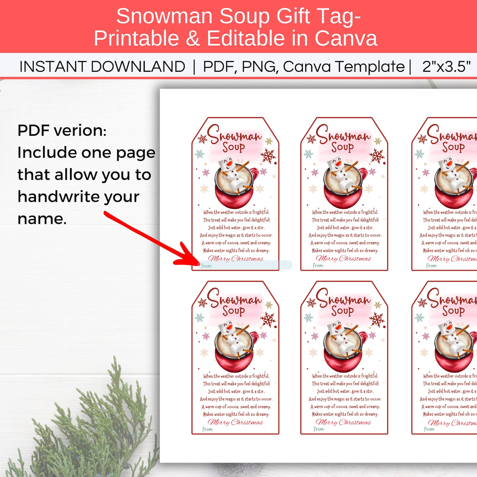 Snowman Soup Tag Printable, Snowman Soup Labels, Christmas Snowman ...