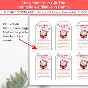 Snowman Soup Tag Printable, Snowman Soup Labels, Christmas Snowman ...