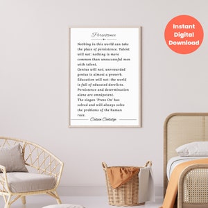 Persistence by Calvin Coolidge Printable Typography Poem Wall Art ...